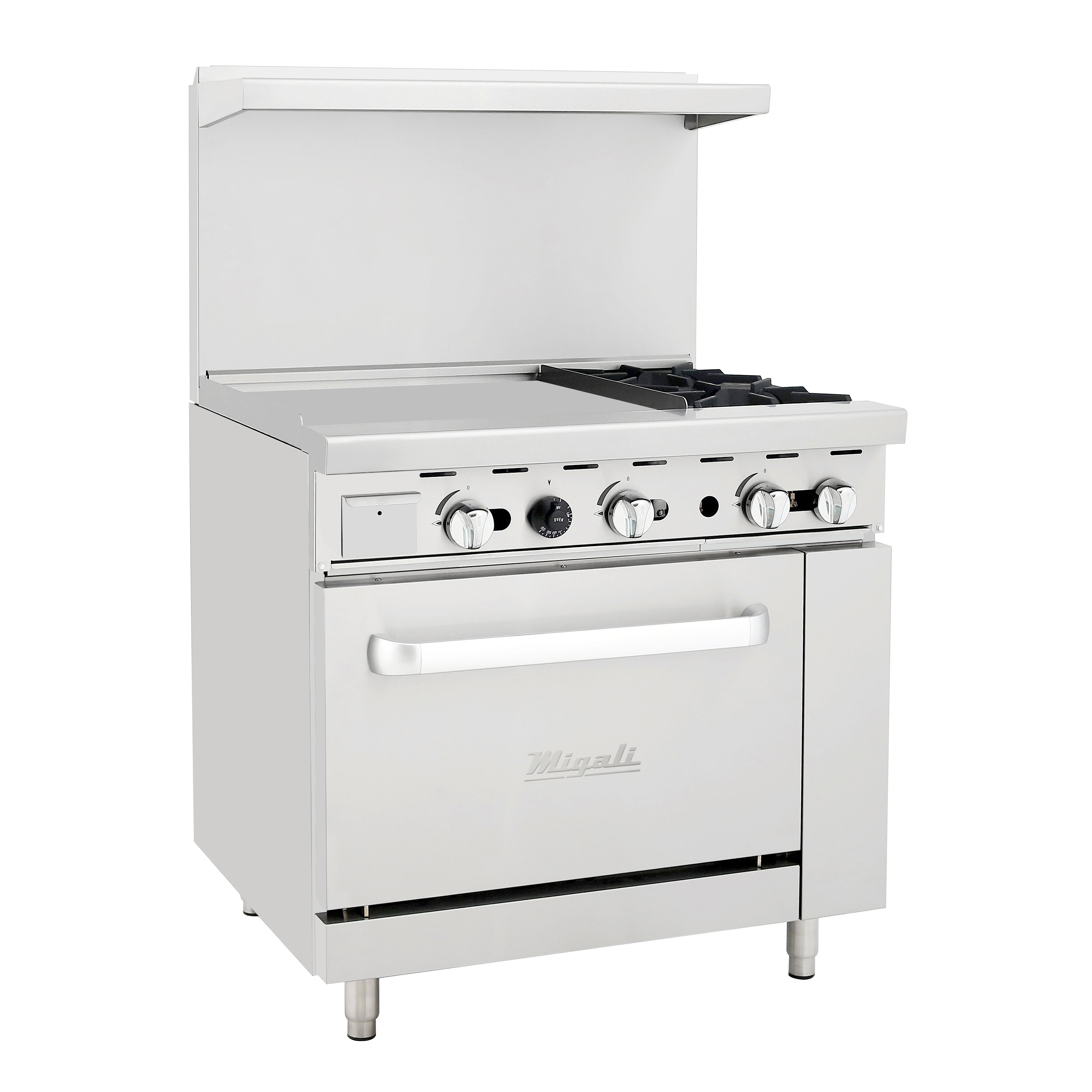 Migali 2 Burner Range, 24” Griddle Left Side, Oven